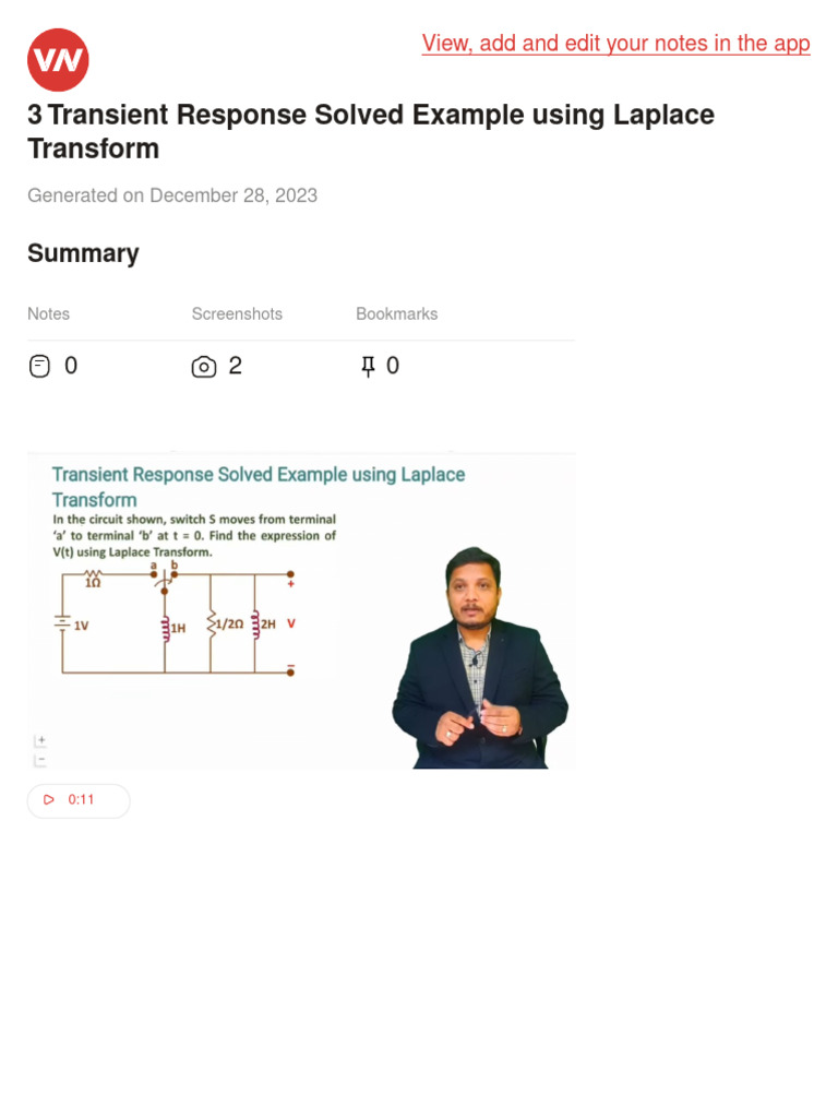 3 Transient Response Solved Example using Laplace Transform (e75a72b6 ... 3 Transient Response Solved Example using Laplace Transform (e75a72b6 ...
