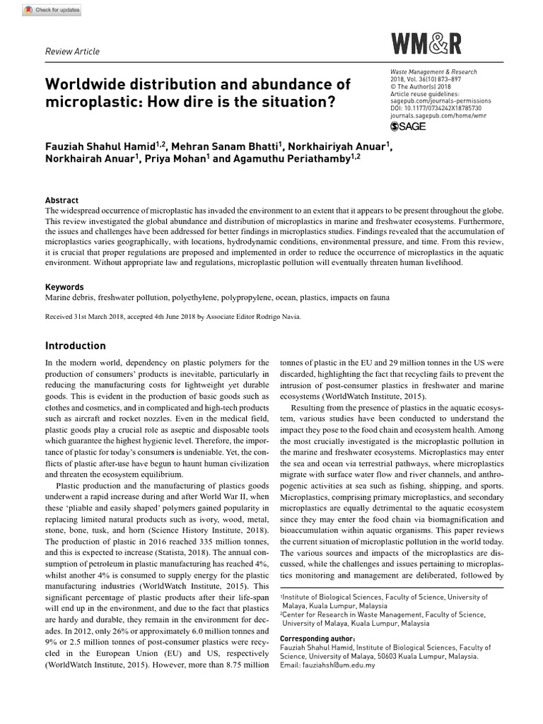 Shahul Hamid Et Al 2018 Worldwide Distribution and Abundance of ...