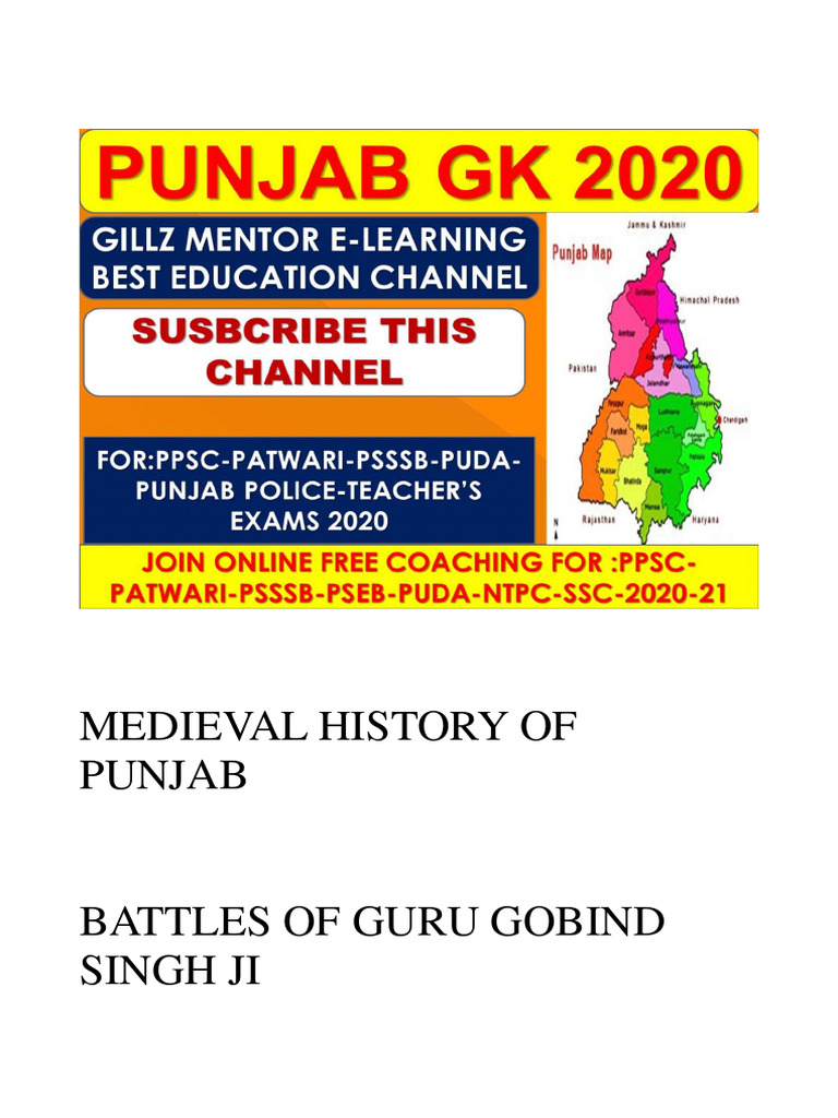 Battles of Guru Gobind Singh Ji | PDF | Nāstika | Punjab
