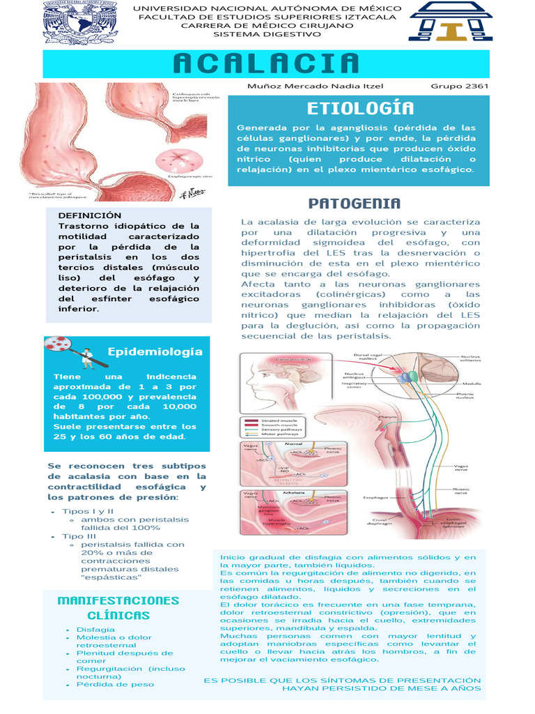 Acalacia | PDF | Esófago | Enfermedades y trastornos
