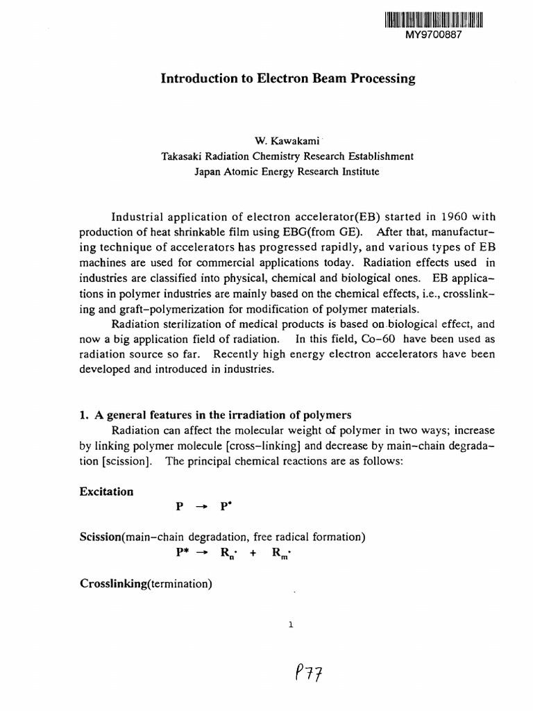 Introduction to Electron Beam Processing | PDF | Polymers | Dosimetry