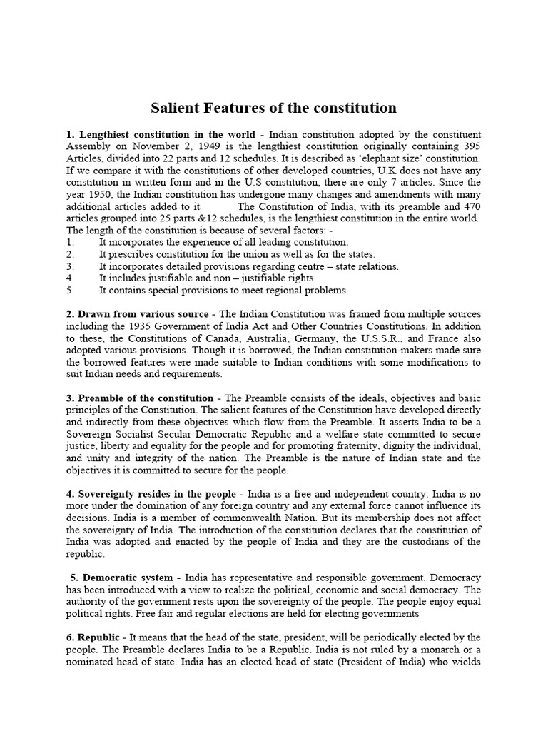 Silent Features of Indian Constitution | PDF | Justice | Crime & Violence