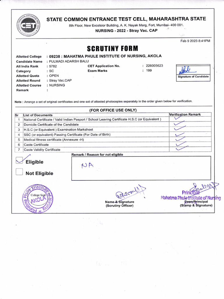 Scrutiny Form | PDF | Schools | Secondary Education