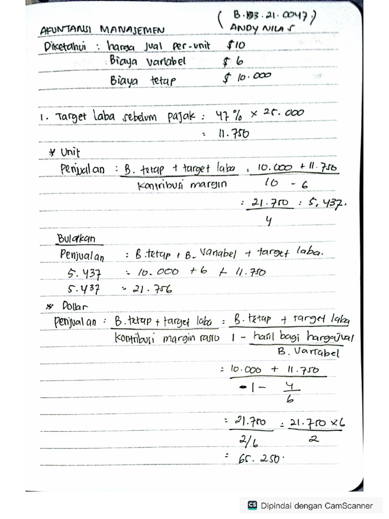 Akuntansi Manajemen - Andy Nila Setiawati - 0047 | PDF