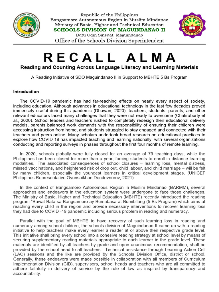 Recall Alma | PDF | Literacy | Teachers