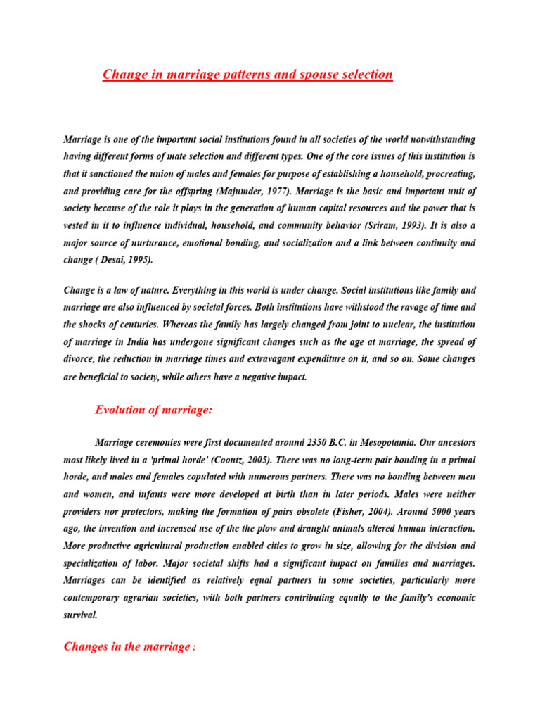 Evolving Marriage Trends | PDF | Marriage | Family