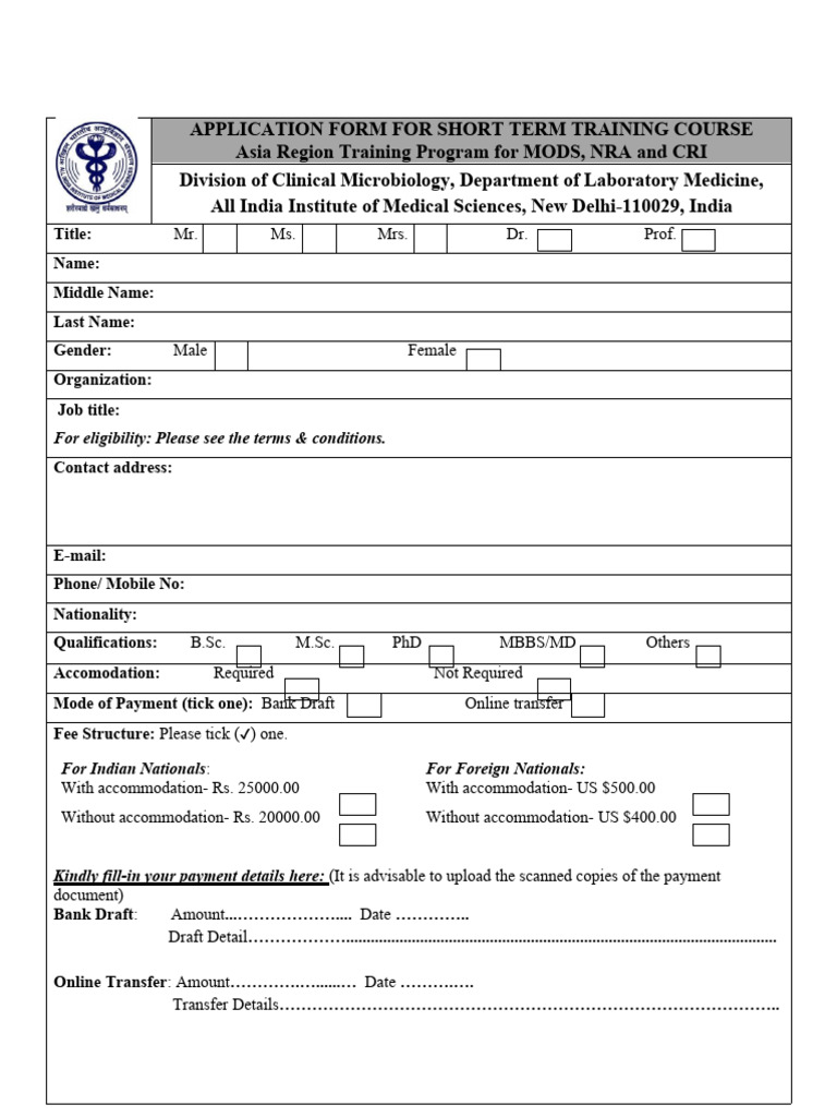 Training Course Application Form | PDF | Doctor Of Medicine | Health Care
