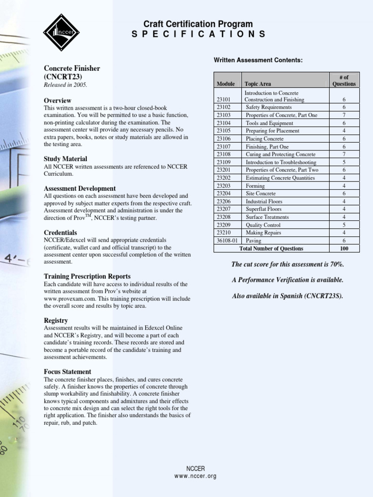 Concrete Finisher - Assessment | PDF | Concrete