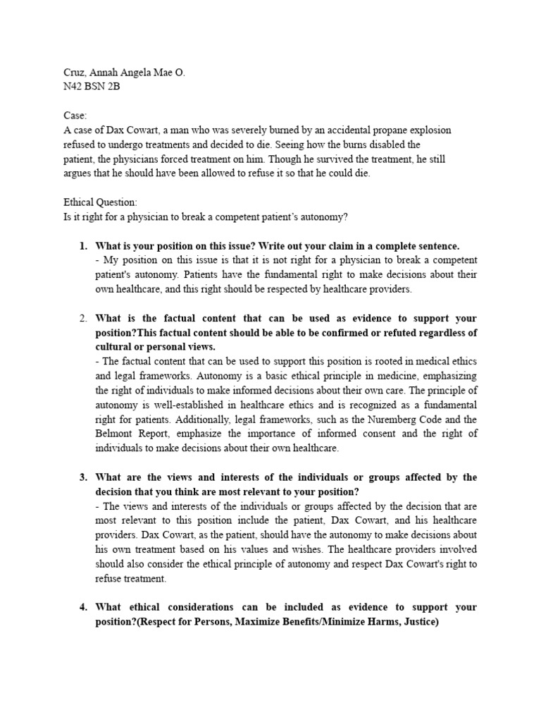 BIOETHICS ASSIGNMENT Annah | PDF | Medical Ethics | Autonomy