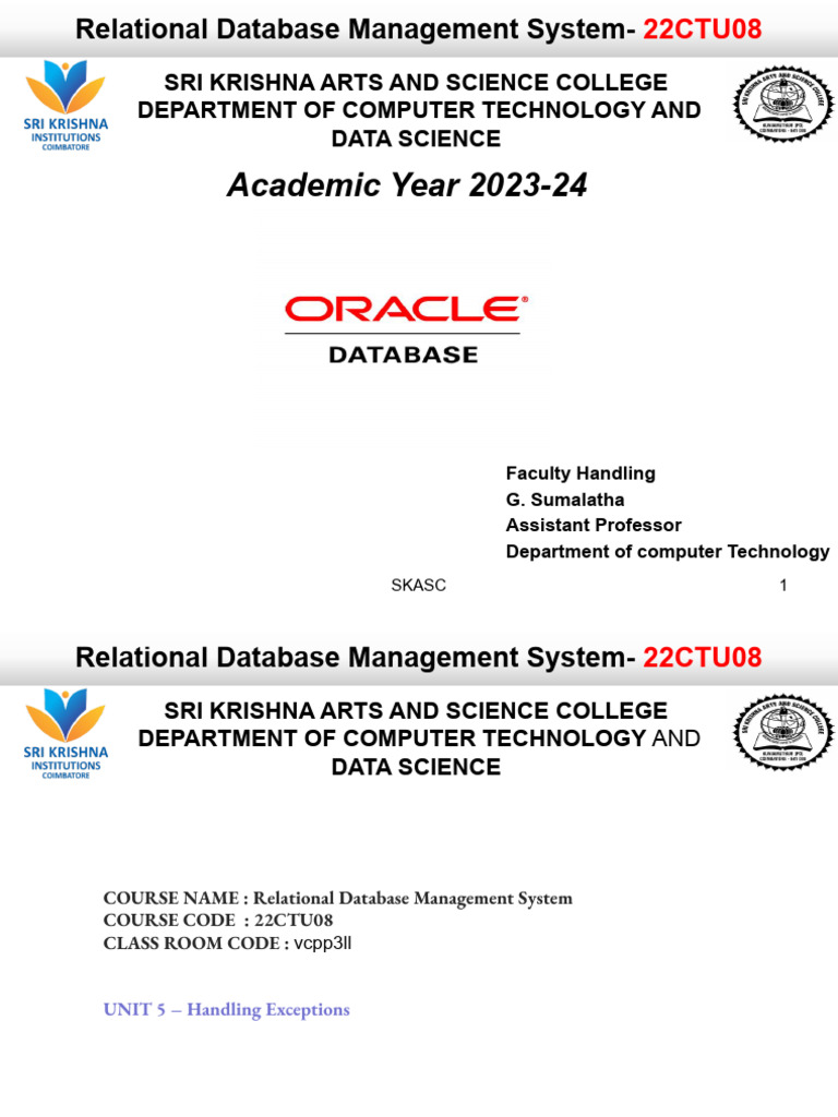 PL/SQL Exception Handling Guide | PDF | Pl/Sql | Databases