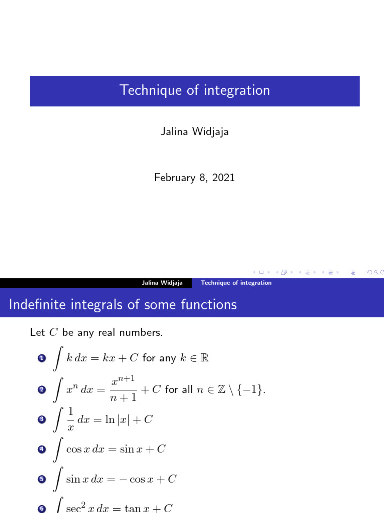 Techniques of Integration | PDF | Elementary Mathematics | Functions ...