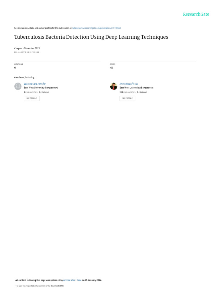 Tuberculosis Bacteria Detection Using Deep Learning Techniques Pdf