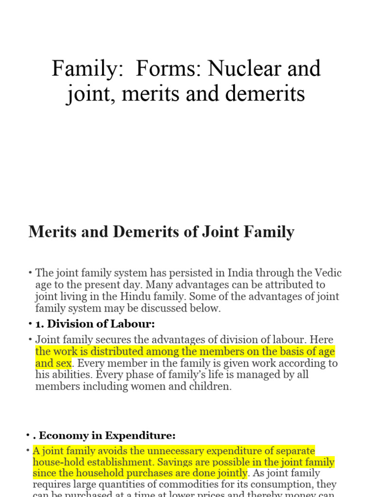 Nuclear and Joint Family Merit and Demerit | PDF | Family | Marriage