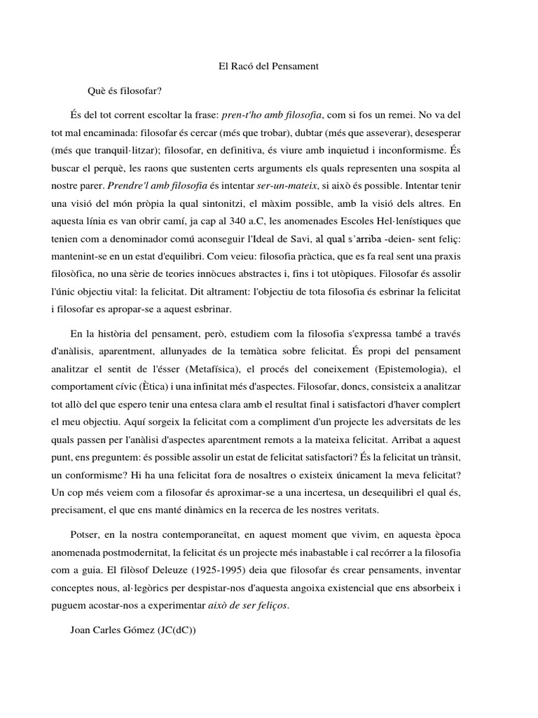 1 - El Racó Del Pensament | PDF