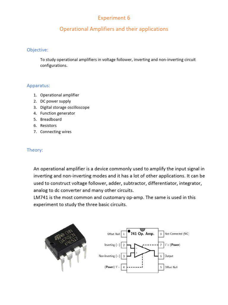 ELP101 Exp 6 | Download Free PDF | Operational Amplifier | Amplifier