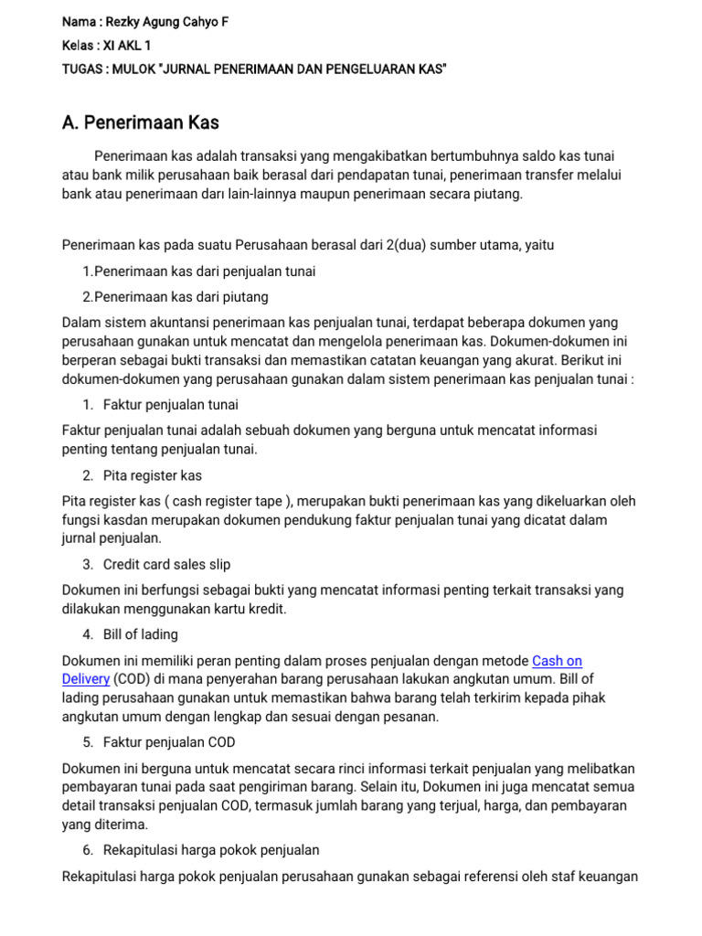 Pita Register Kas dalam Jurnal Kas | PDF
