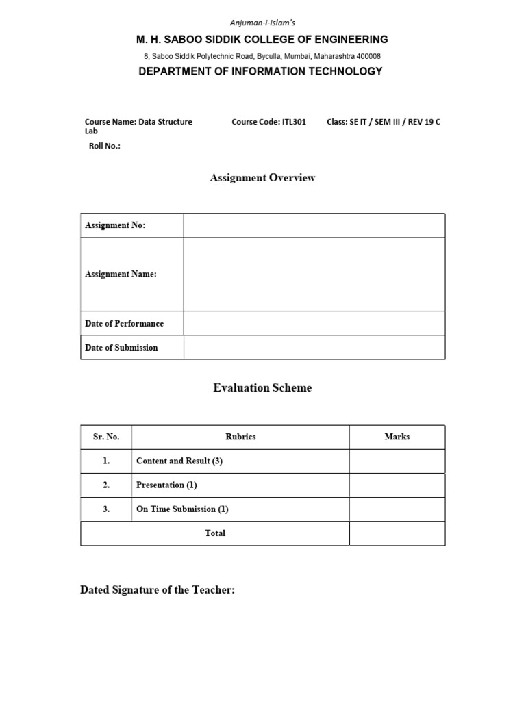 DSA Assignment Rubrics | PDF | Technology & Engineering