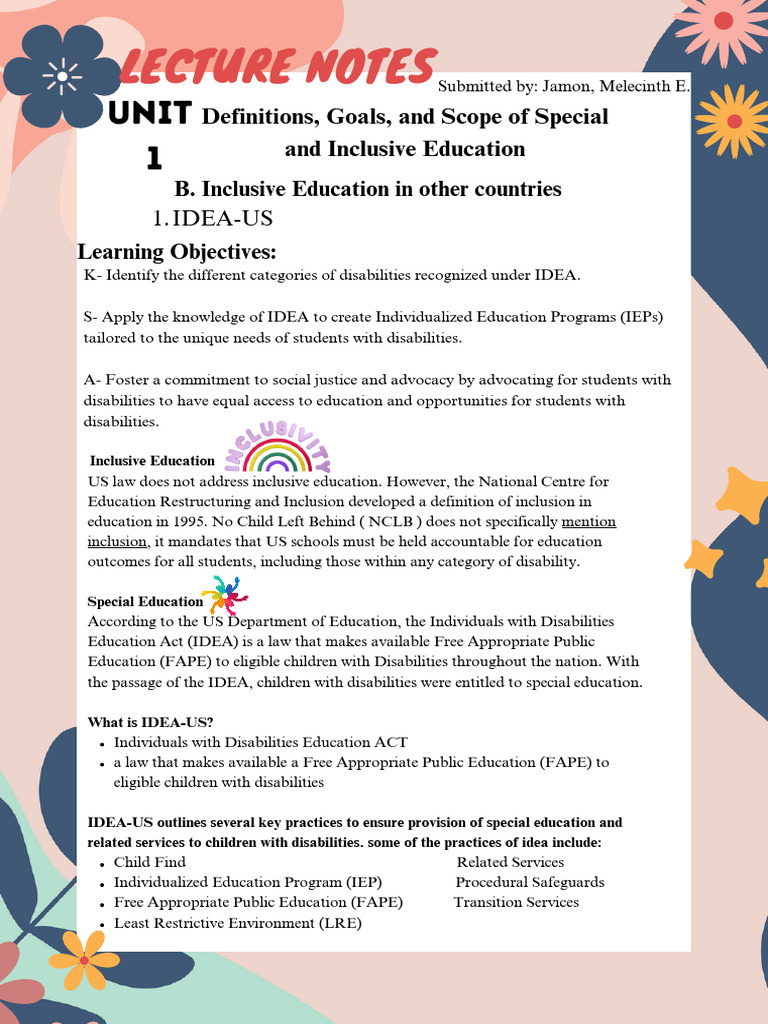 ED204 Lecture Notes Jamon | PDF | Individualized Education Program ...