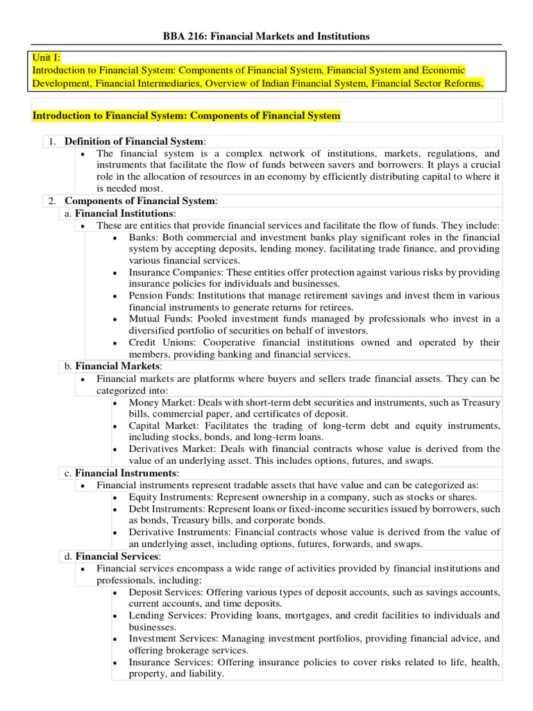 Fmi 4 Sem Long Notes | PDF | Money Market | Financial Markets