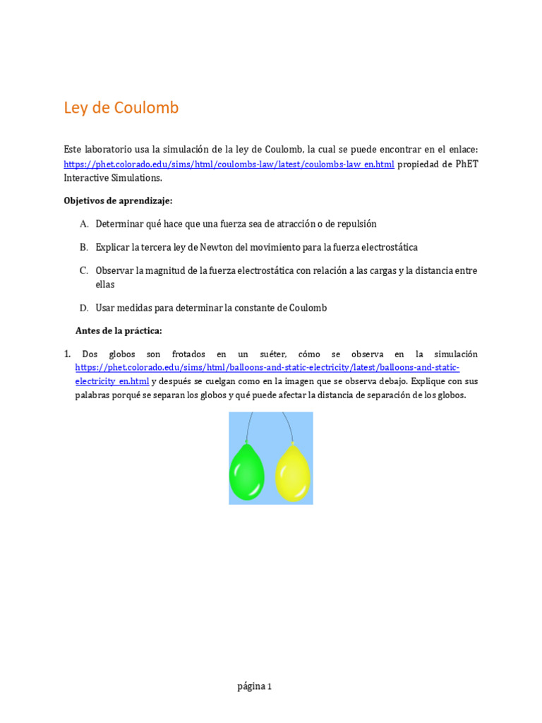 Laboratorio Ley de Coulomb | PDF | Electrostática | Fuerza
