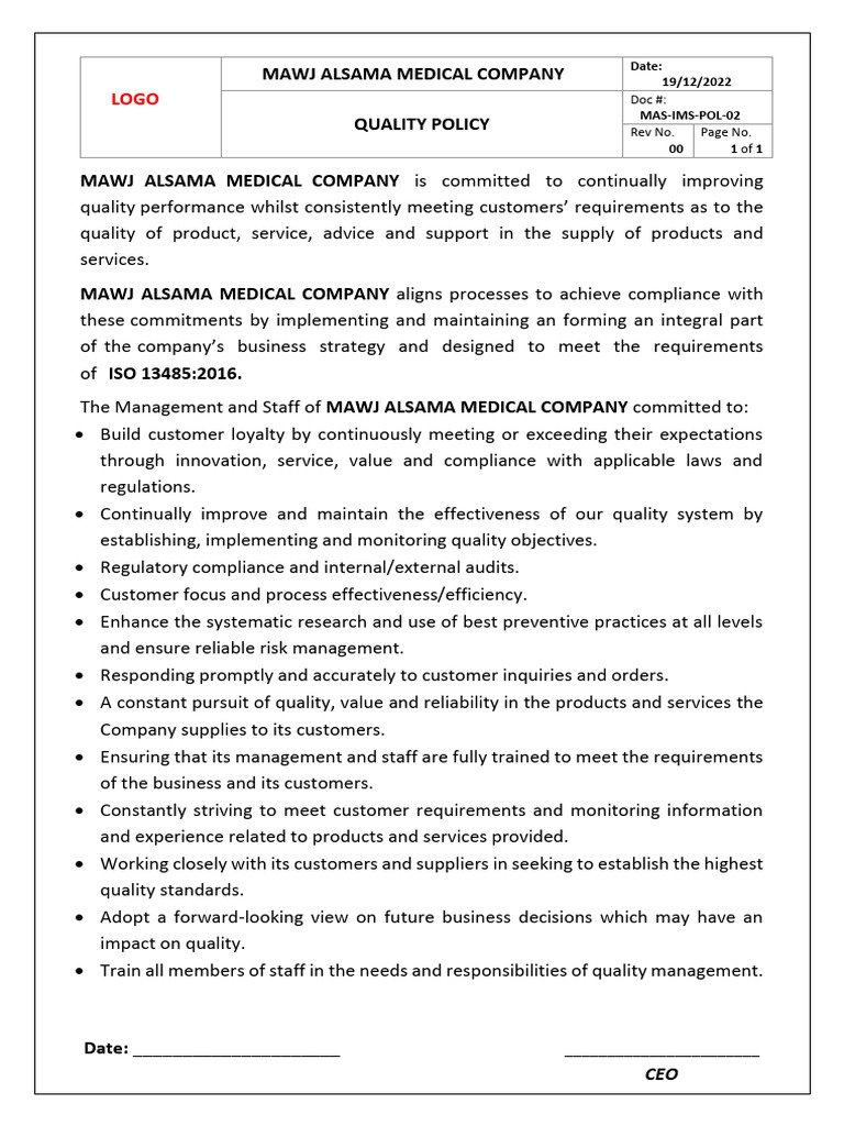 03-Quality Policy | PDF | Quality Management | Business