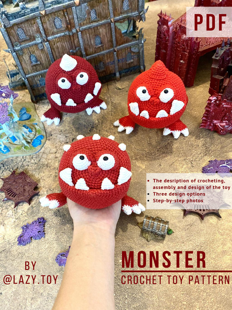 MonsterPatternByLazyToy PDF | PDF | Crochet | Textile Arts