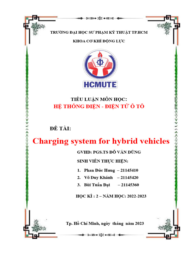 Charging System For Hybrid Vehicles Pdf