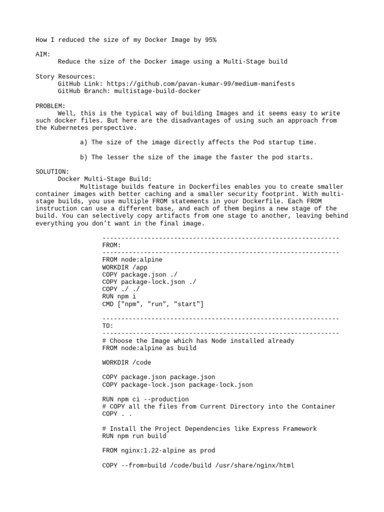 How To Reduced The Size Of My Docker Image 95 Percent Pdf Computing Information Technology 
