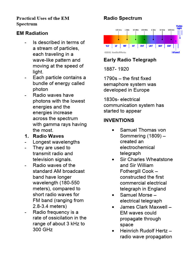 Practical Uses of the EM Spectrum | PDF | Radio | Electromagnetic Spectrum
