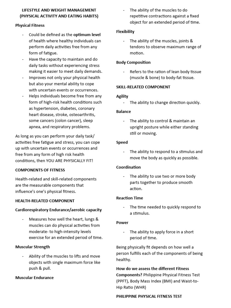 Lifestyle and Weight Management | PDF | Physical Fitness | Body Mass Index