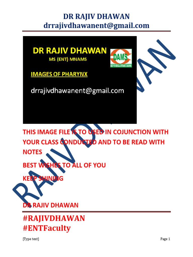 ENT Class Notes by Dr. Dhawan | PDF