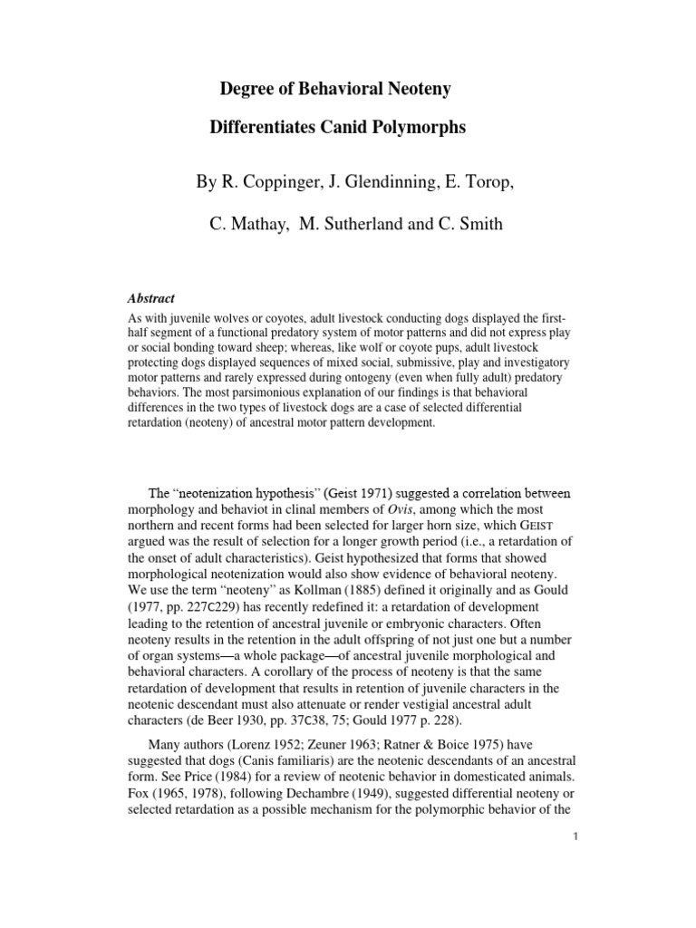 3. Degree of Behavioral Neoteny Differentiates Canids Polymorphs ...