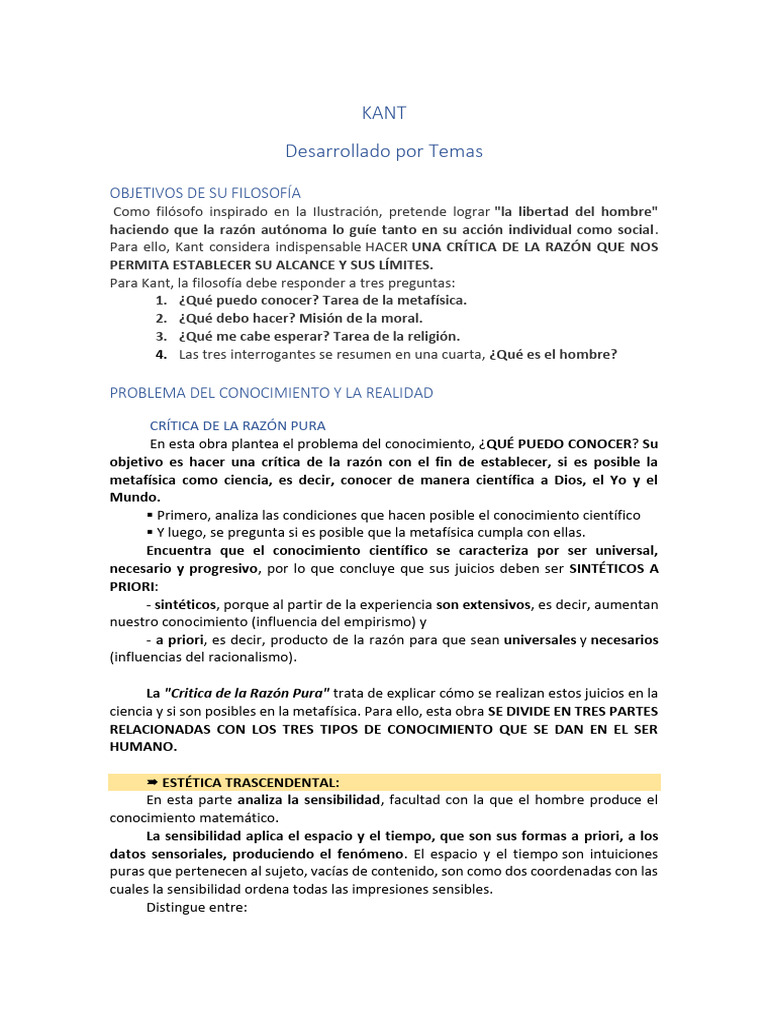 KANT - Por Temas | PDF | Immanuel Kant | Moralidad