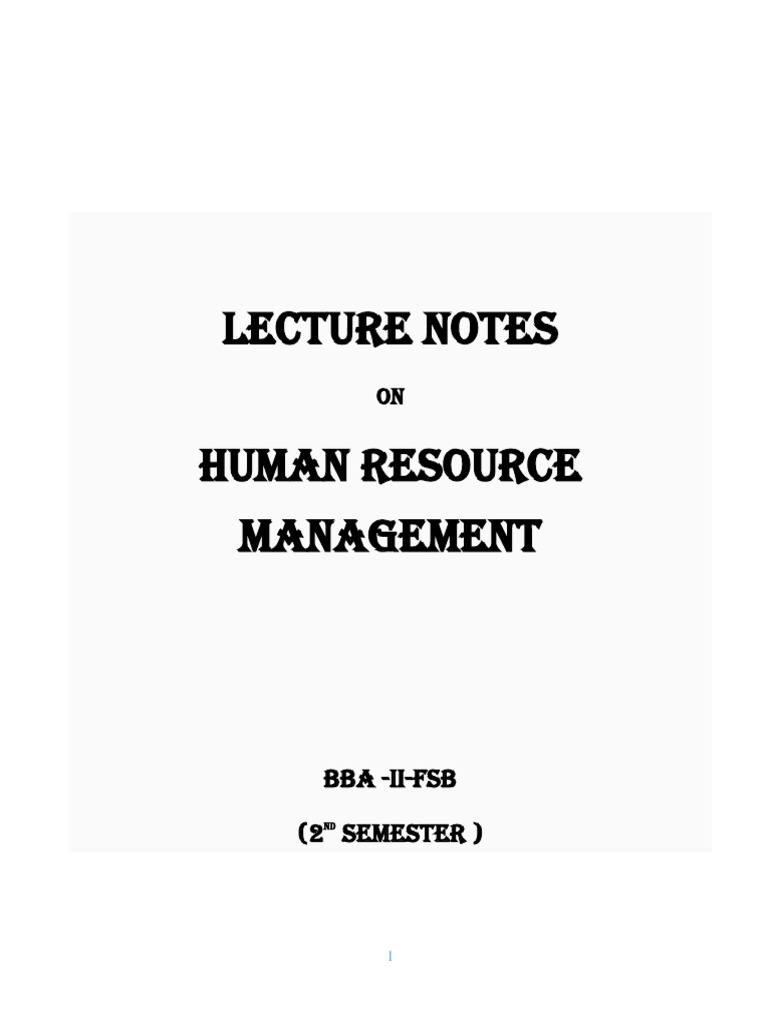 Human Resource Management Overview | PDF | Human Resources | Human ...