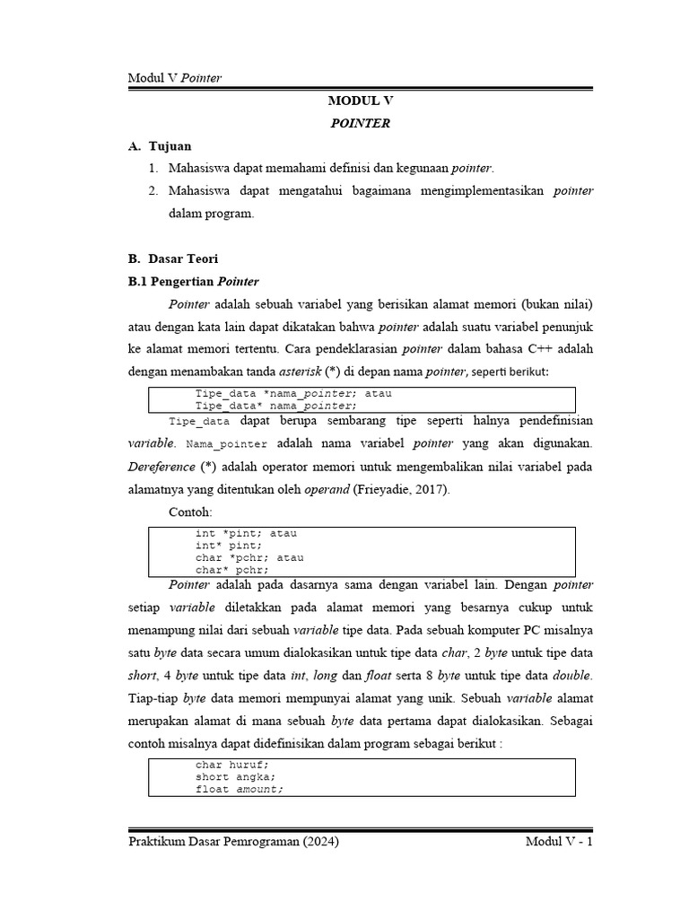 Modul V Pointer Hurniawan | PDF | Metode & Bahan Ajar | Komputer