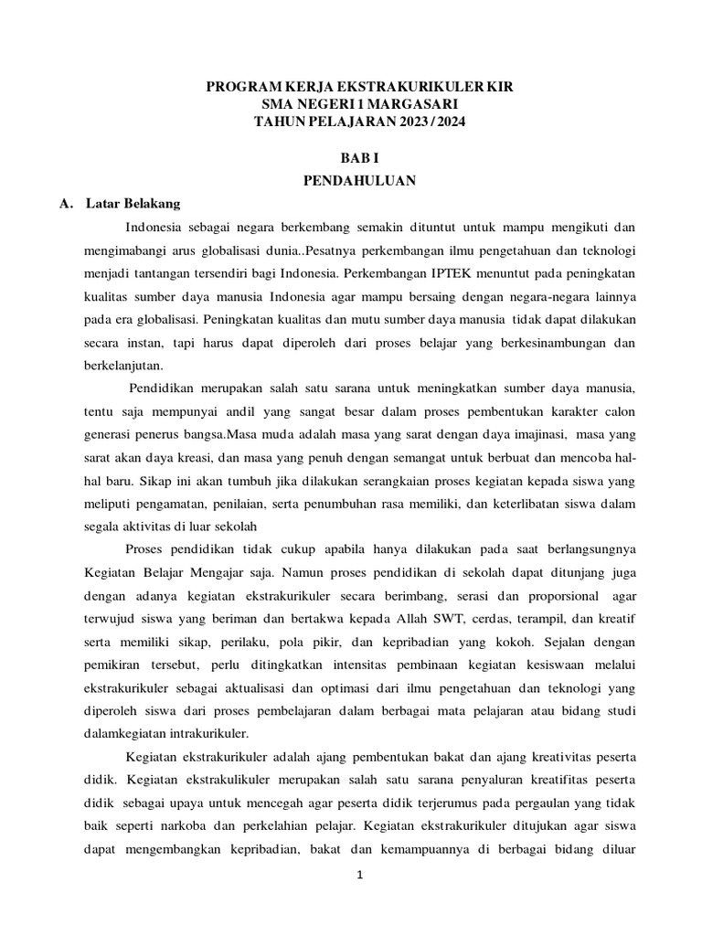 Program Kerja KIR | PDF