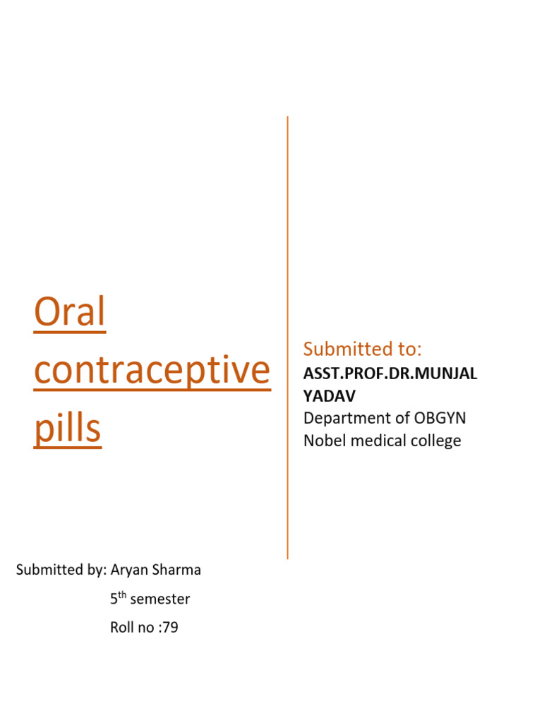 Ocp Final Pdf Combined Oral Contraceptive Pill Menstrual Cycle