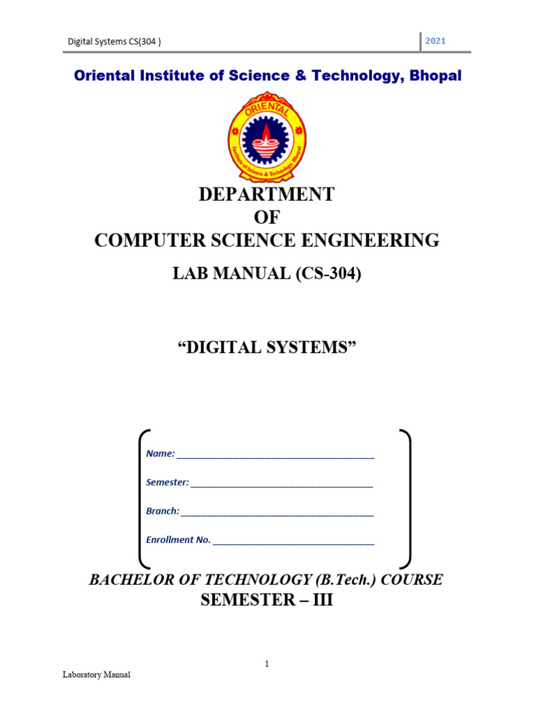 DS CS 304 Lab Manual | PDF | Logic Gate | Engineering