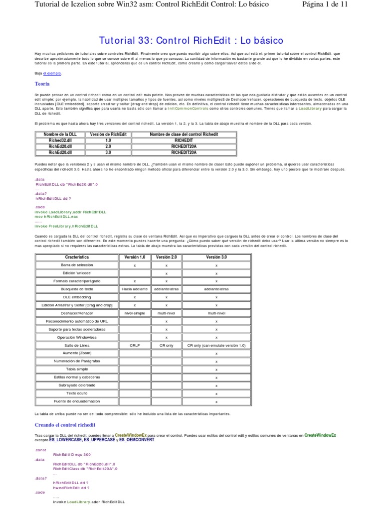 Tutorial de Iczelion Sobre RichEdit | PDF | Devolución de llamada (programación de computadora ...