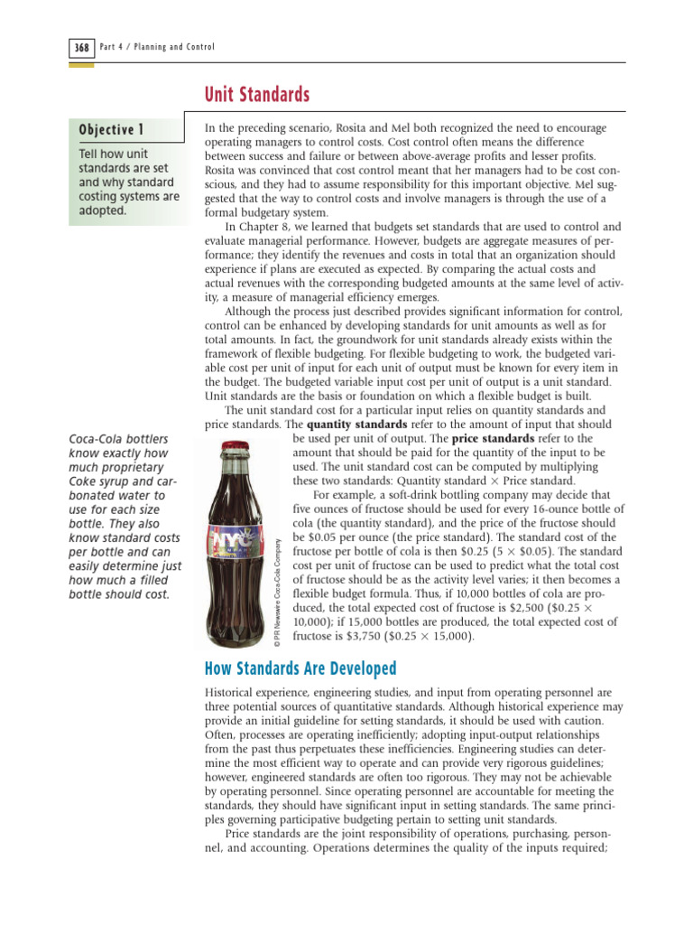 CH 9 Unit Standar & Standar Unit Cost | PDF | Coca Cola | Cost