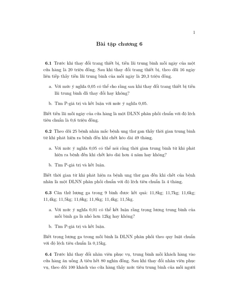 BaitapXSTK Chap6 | PDF