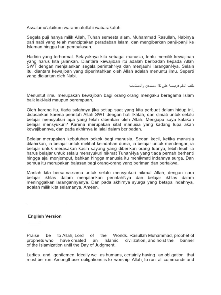 Pidato 3 Bahasa | PDF