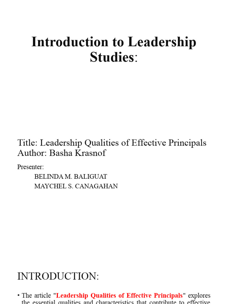 Introduction To Leadership Studies | Download Free PDF | Leadership ...