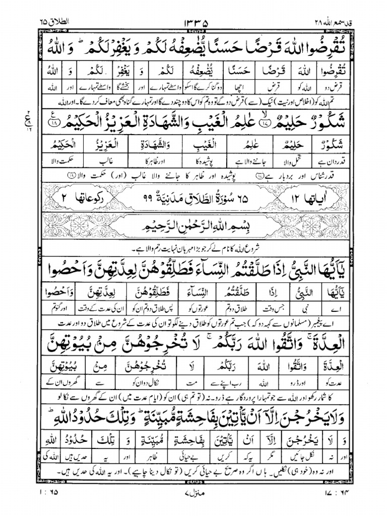 Surah 65 at Talaq Urdu Tarjuma | PDF