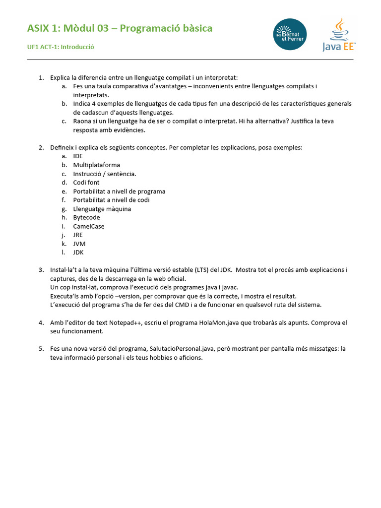 ASIX M03 UF1 Act 1 NF1 Intro | PDF