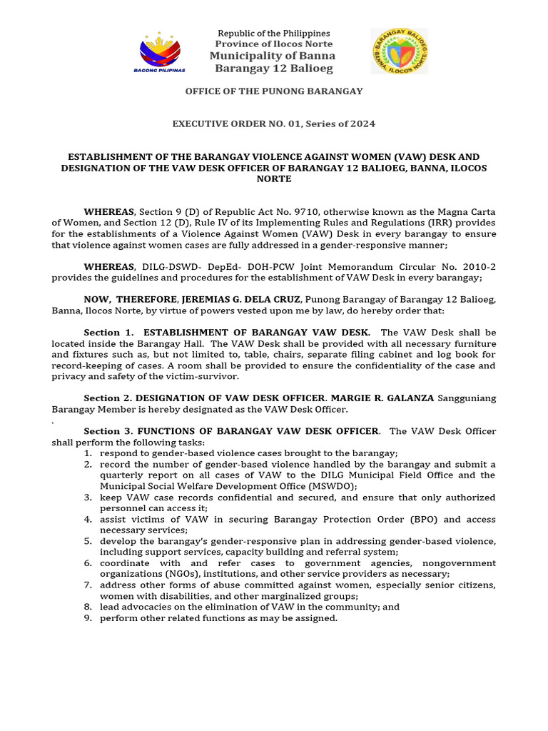 EO-VAW-DESK | PDF | Government | Social Ethics