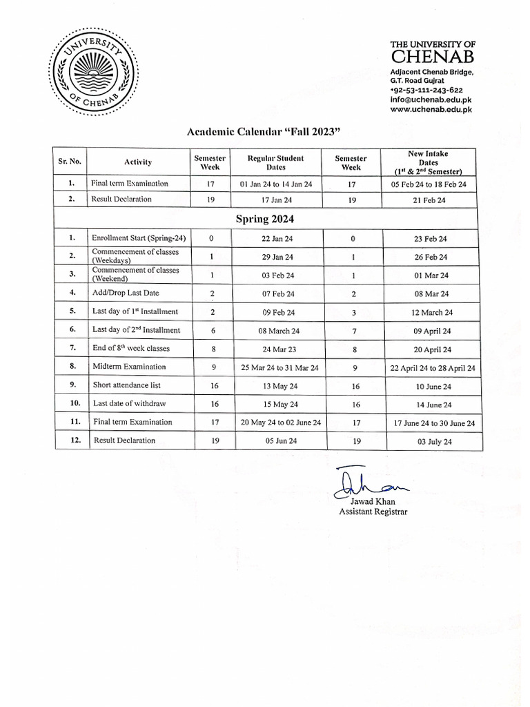 Academic Calendar Fall 2023 and Spring 2024 Rev 1.1 | PDF
