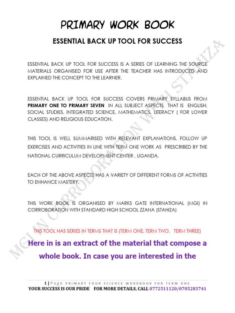 Primary Science Workbook for Term One | PDF | Root | Seed