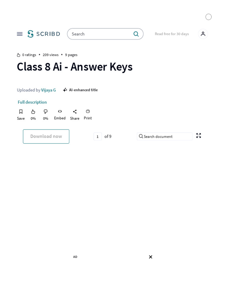 Class 8 Ai - Answer Keys - PDF - Artificial Intelligence - Intelligence (AI) & Semantics | PDF ...