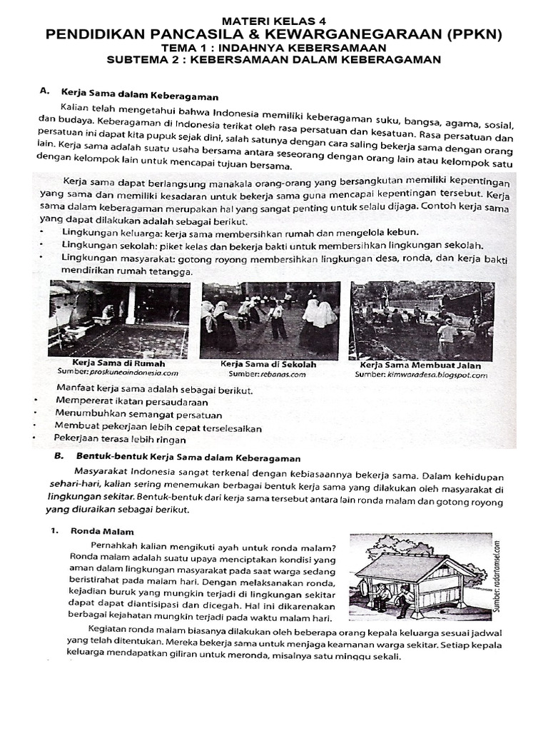 Rangkuman Materi Kelas 4 Tema 1 Subtema 2 - PPKN | PDF